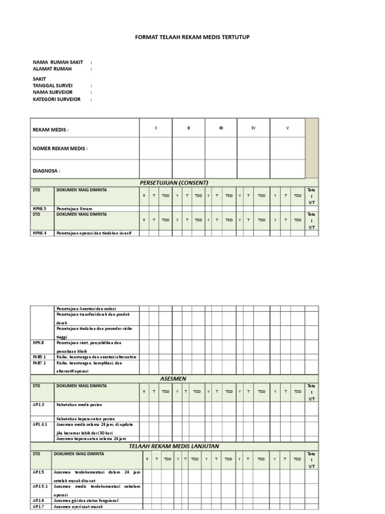 Format Telaah Rekam Medis Tertutup | PDF