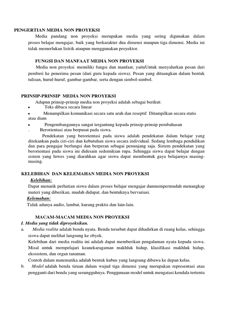 Pengertian Media Non Proyeksi | PDF