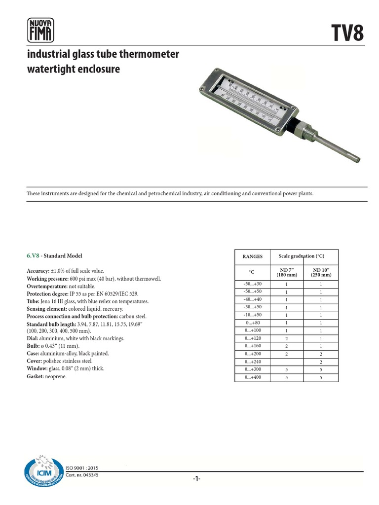 RC5 Data Sheet TV8 @en | PDF | Thermometer | Pipe (Fluid Conveyance)