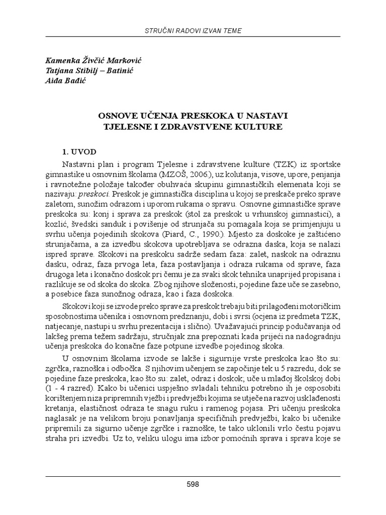 Preskakanje Kozlića Nastavak PDF | PDF