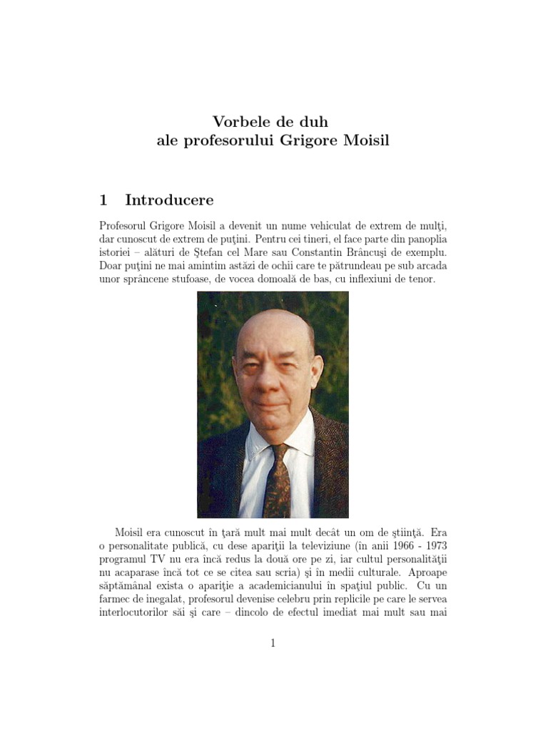 Vorbe Intelepte Grigore Constantin Moisil PDF | PDF