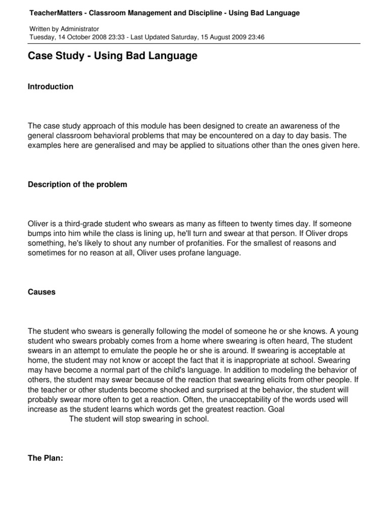 Using Bad Language | PDF | Profanity | Classroom Management