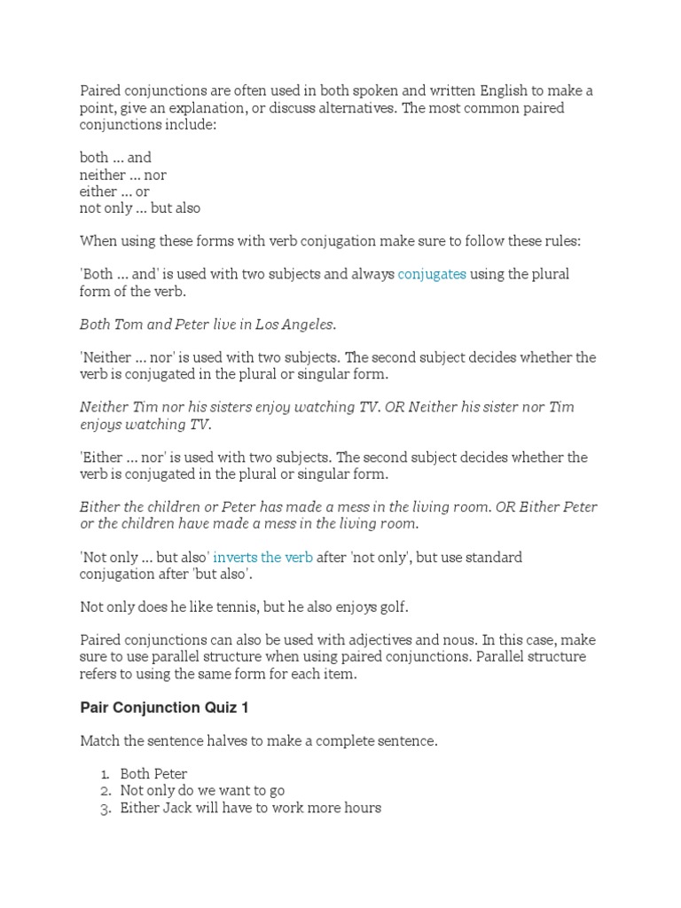 Paired Conjunction | PDF | Grammatical Number | Grammatical Conjugation