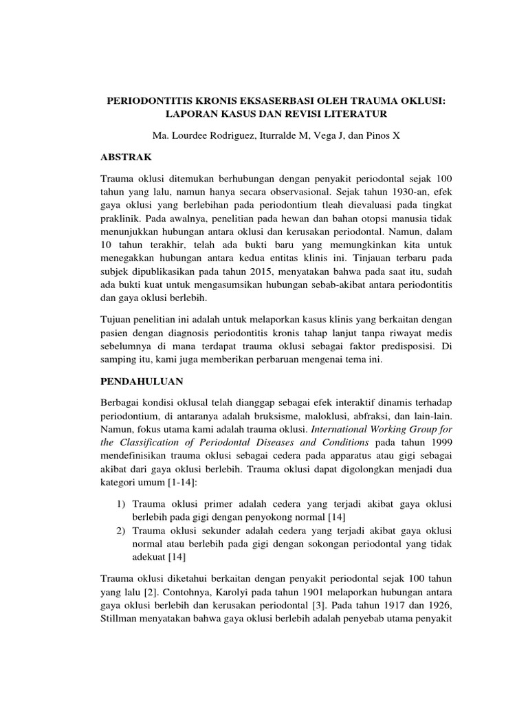 Periodontitis Kronis Eksaserbasi Oleh Trauma Oklusi | PDF