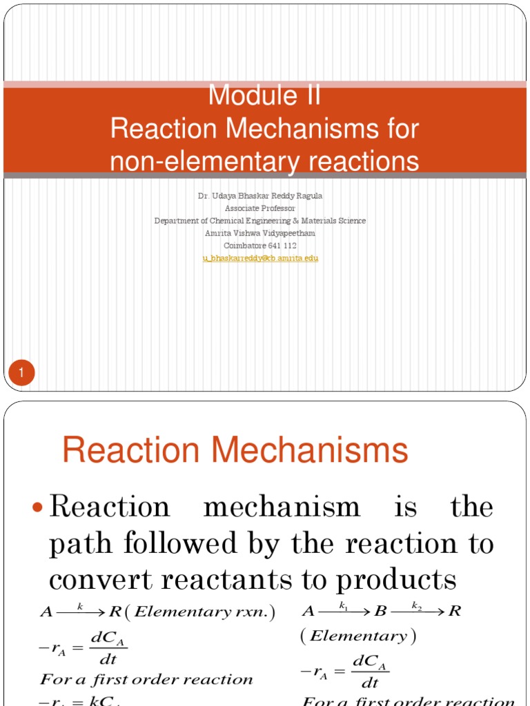 2 - Reaction Mechanisms For Non-Elementary Reactions | Download Free ...