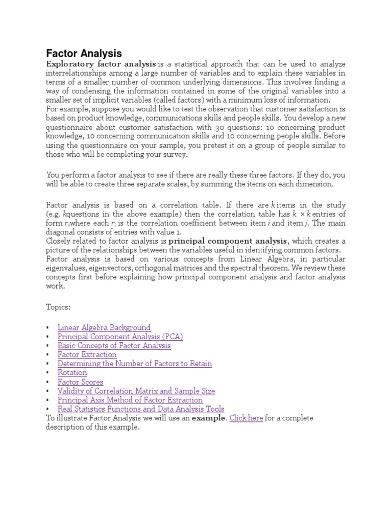 Factor Analysis | PDF | Eigenvalues And Eigenvectors | Factor Analysis