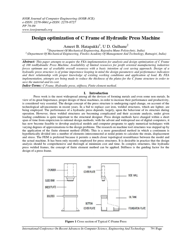 Design Optimization of C Frame of Hydraulic Press Machine: Ameet B ...