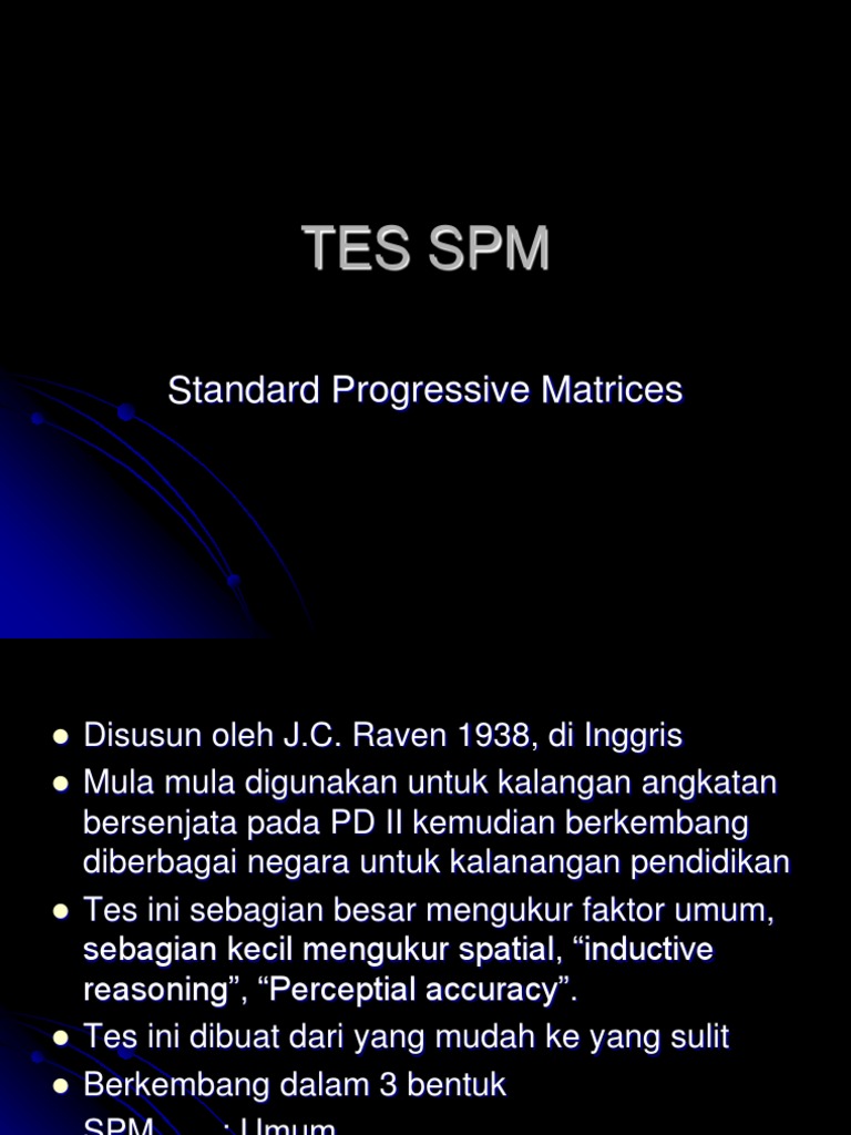 Tes SPM: Standard Progressive Matrices | PDF
