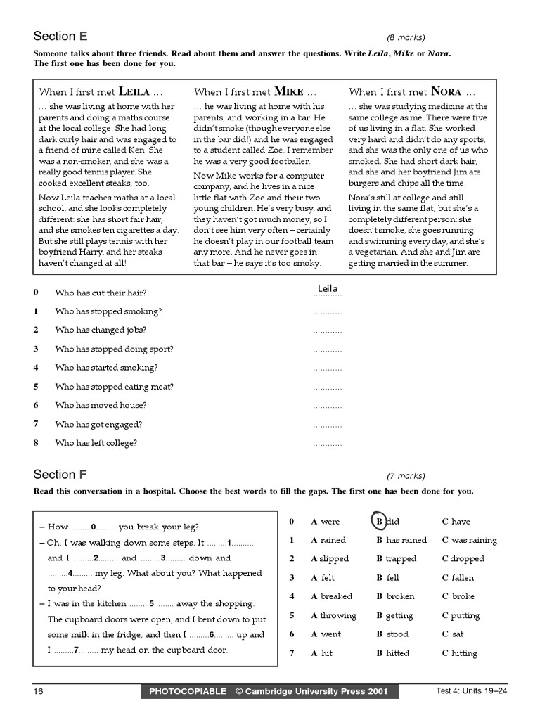 Pre-Intermediate Test | PDF