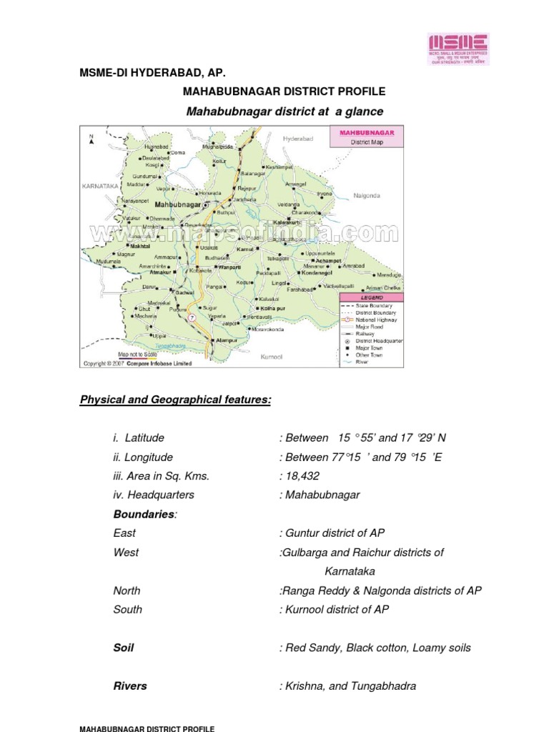 Mahabubnagar District Profile | PDF | Maize | Foods