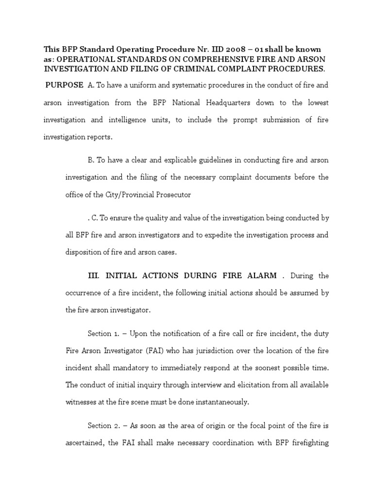 Sop On Arson Invest. and Filing Cases | PDF | Murder | Crime & Violence