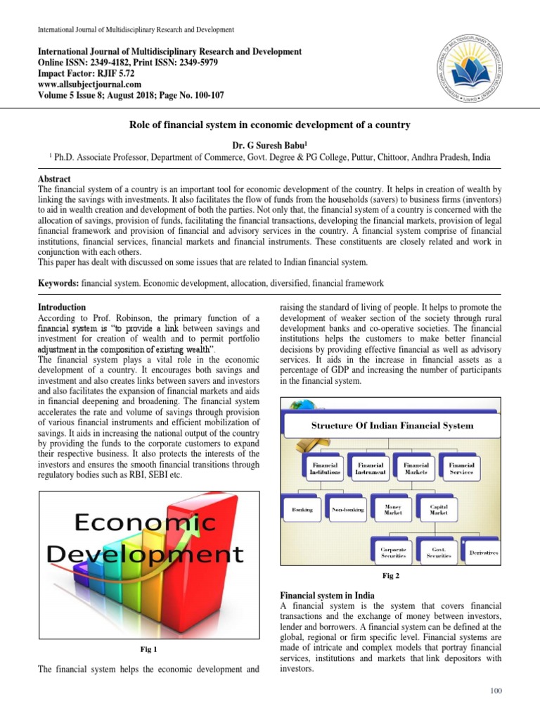 Role of Financial System in Economic Development of A Country | PDF ...