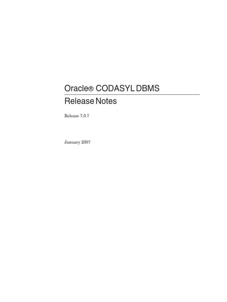 Oracle Codasyl Dbms Release Notes | PDF | Oracle Database | Databases