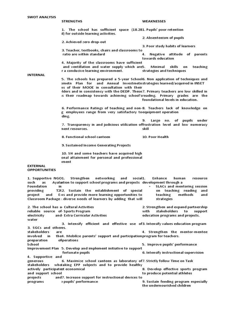 Swot Analysis | PDF | Teachers | Swot Analysis