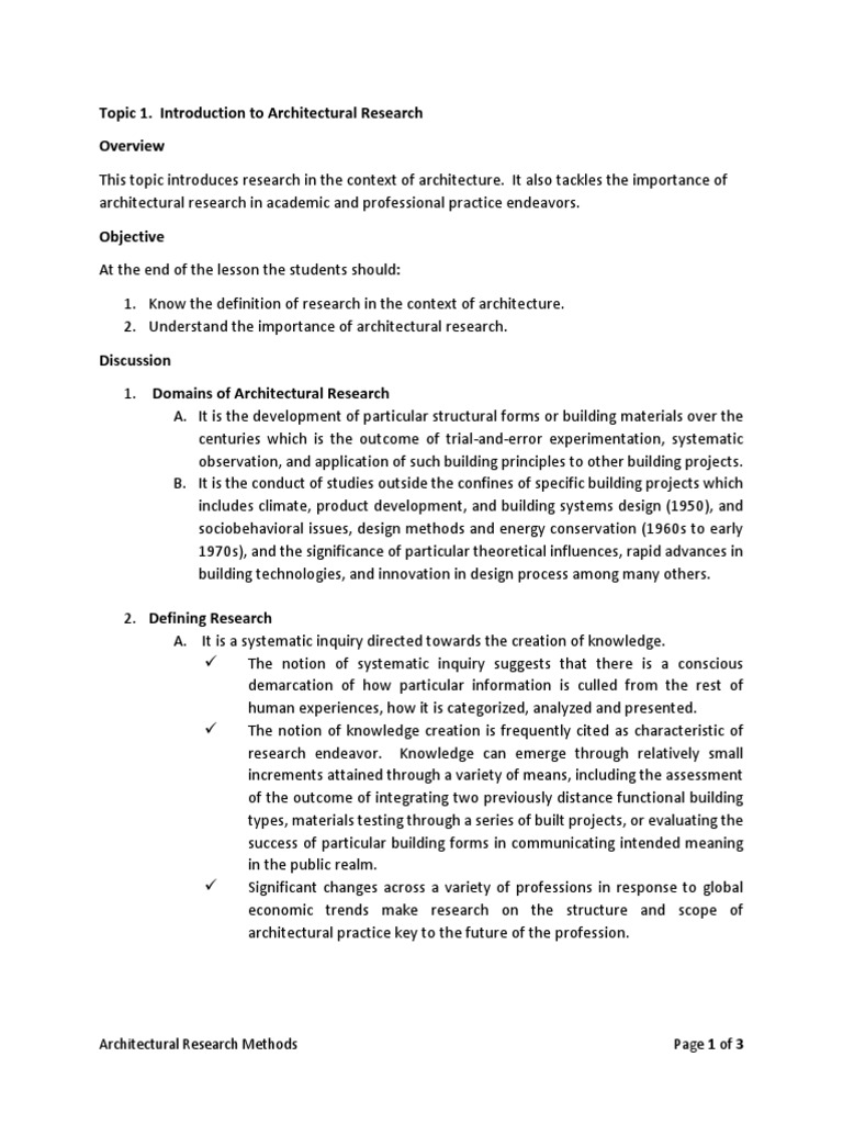 Architectural Research Methods of | PDF | Knowledge | Design