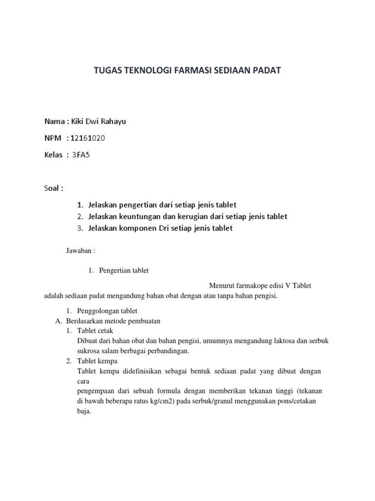 Pengertian Tablet | PDF