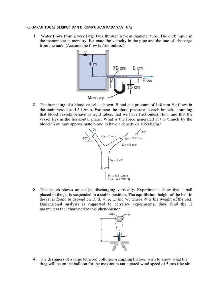 Fluid Dynamics Problem Set Solutions | PDF