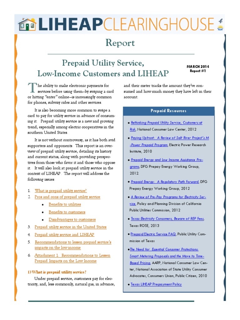 Prepaid Utility Service, Low-Income Customers and LIHEAP | PDF | Credit ...