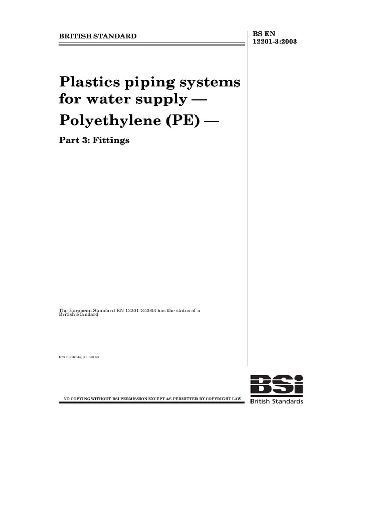 BS-EN-12201-3.pdf | Pipe (Fluid Conveyance) | Electrical Connector