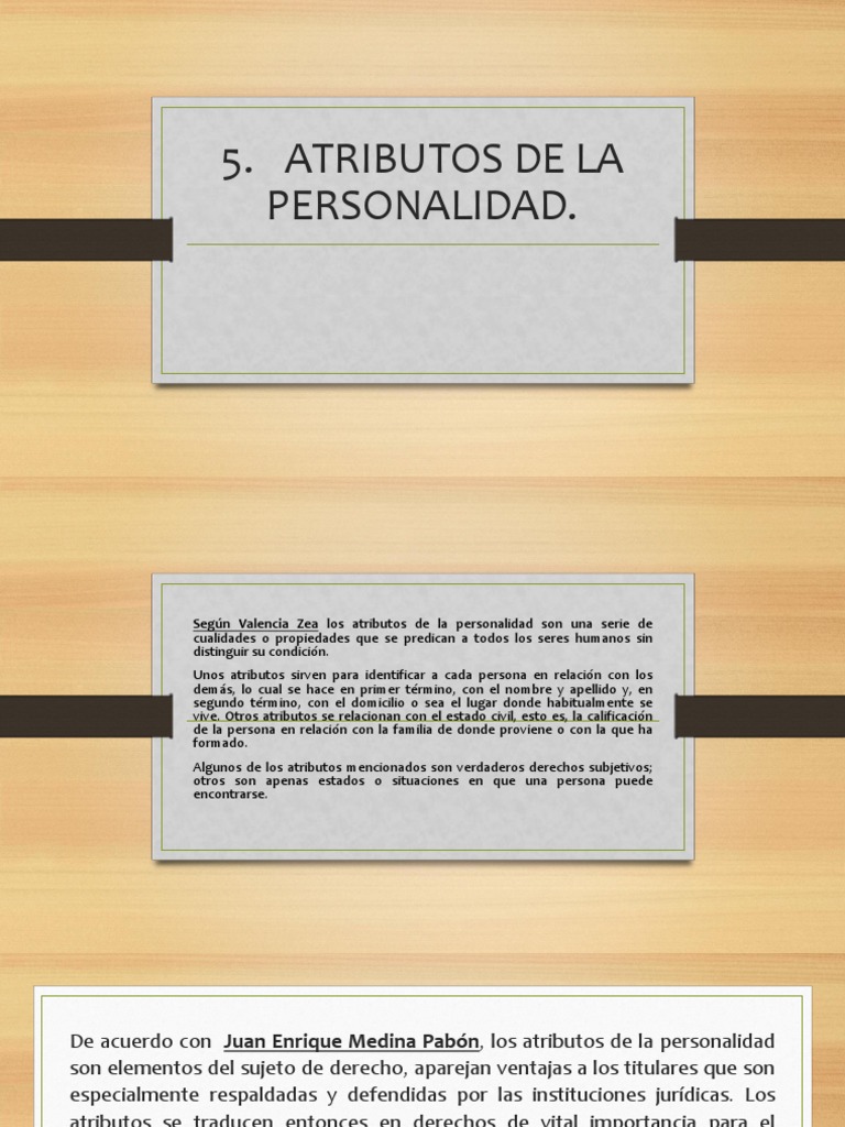 4 Atributos de La Personalidad PDF | PDF | Bienes (Ley) | Naturalización