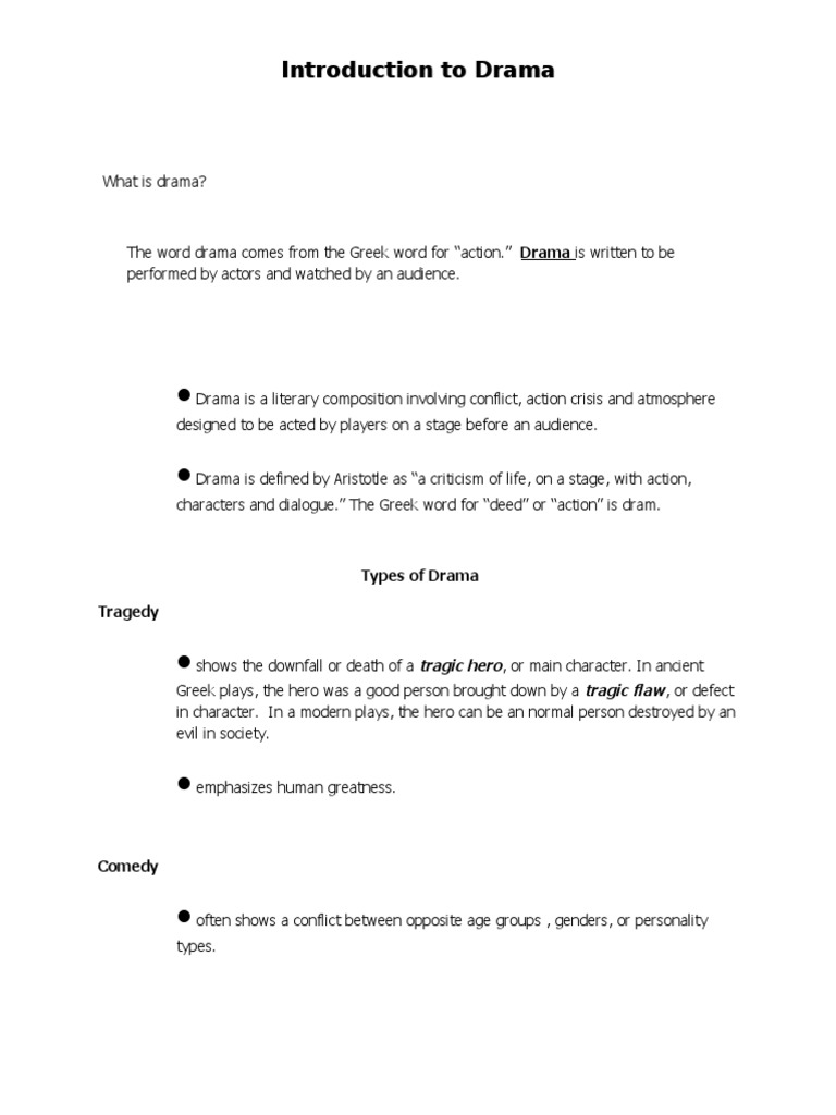 Overview of Drama Types and Elements | PDF | Plot (Narrative) | Play ...