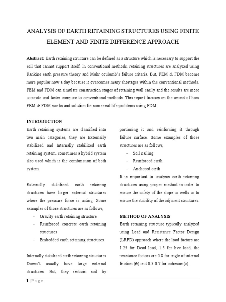 Analysis of Earth Retaining Structures Using Finite Element and Finite Difference Approach | PDF ...