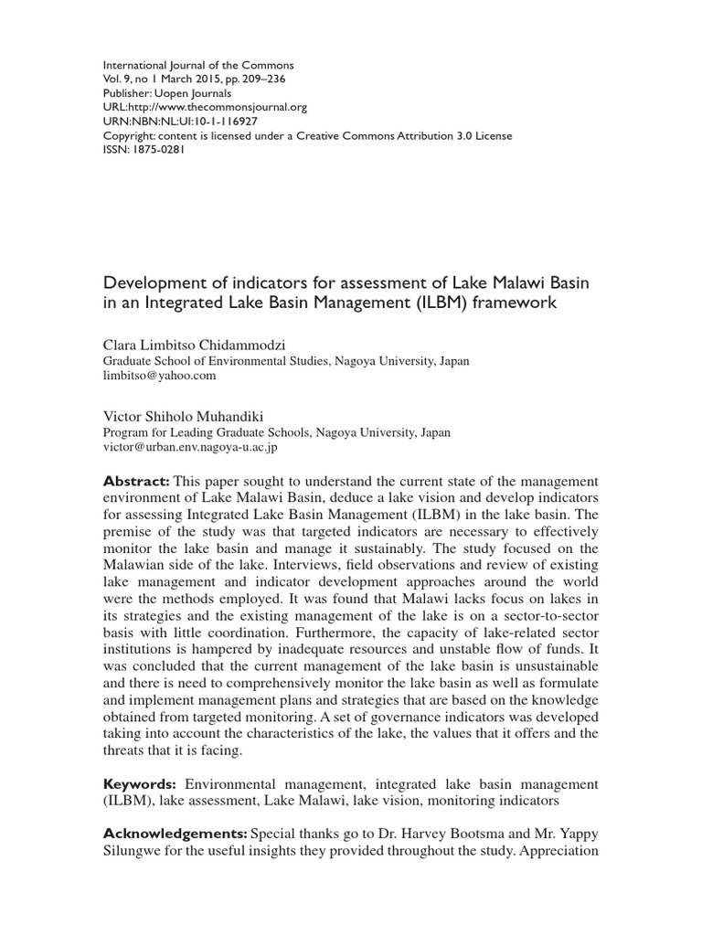 Integrated Lake Basin Management (ILBM) Framework | PDF | Governance ...
