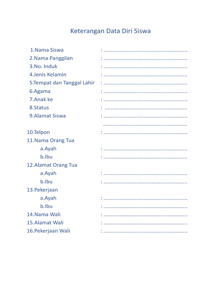 Keterangan Data Diri Siswa | PDF