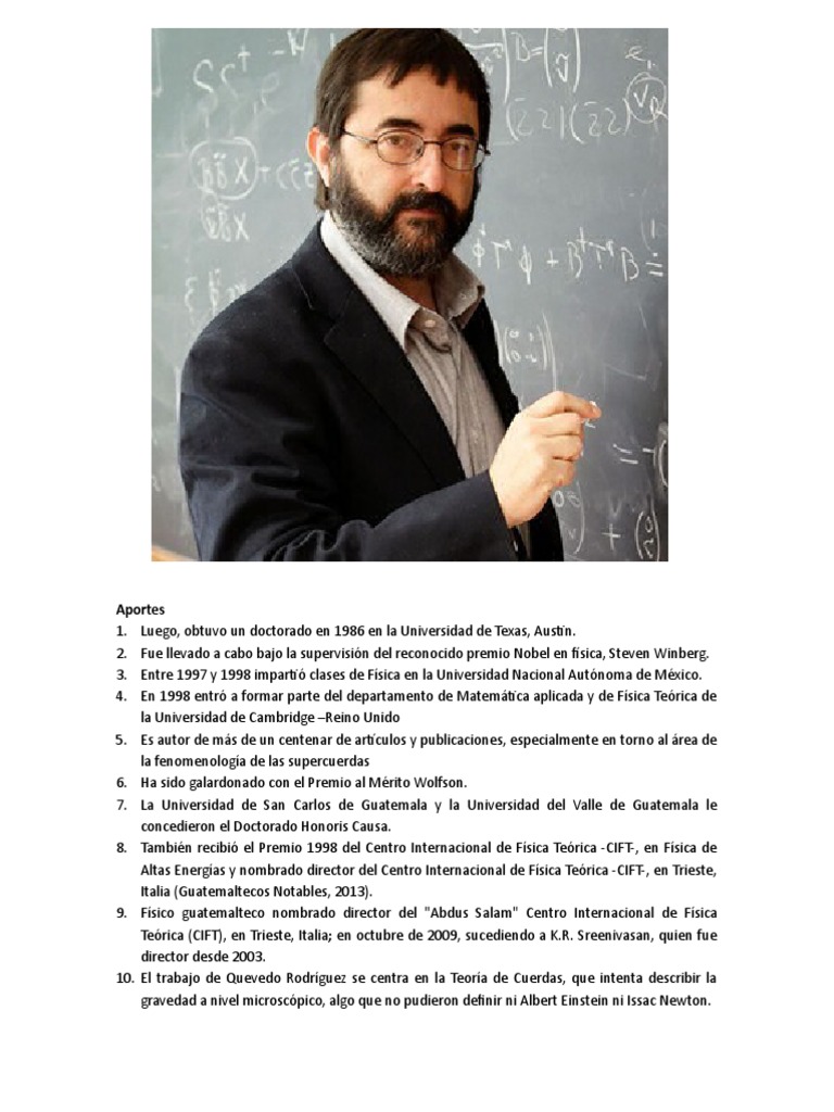 Aportes de Fernando Quevedo en Física | PDF | Ciencia y matemáticas