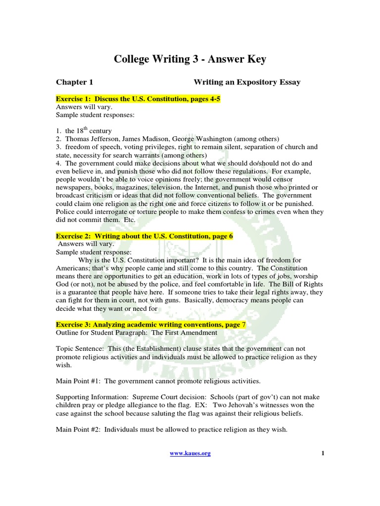 CollegeWriting3 AnswerKey | PDF | Hiv/Aids | Educational Technology