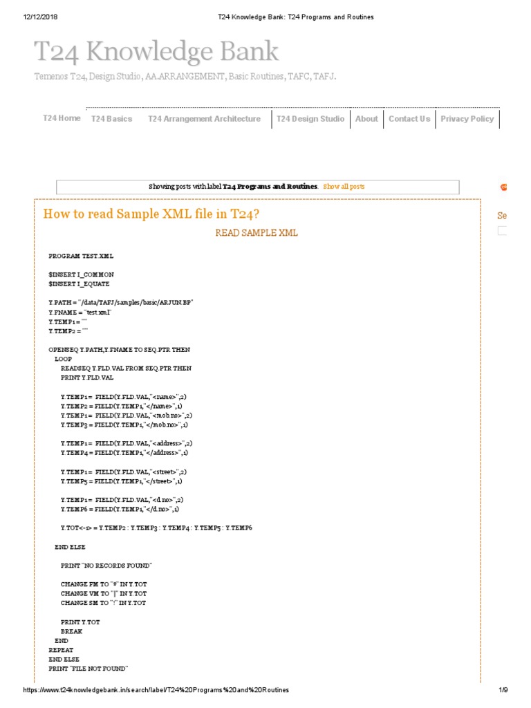 T24 Knowledge Bank - T24 Programs and Routines | PDF | Computer Data ...