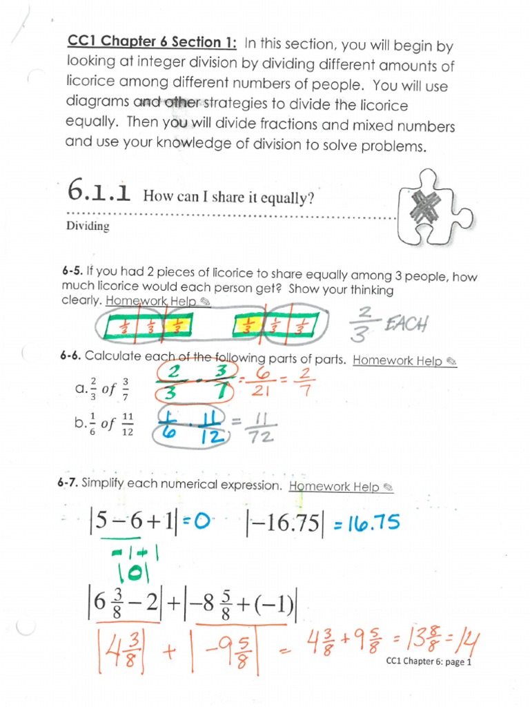 cc1 Chapter 6 Section 1 Homework Solutions | PDF