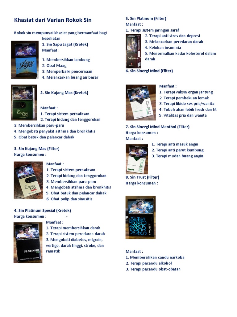 Khasiat Dari Varian Rokok Sin | PDF