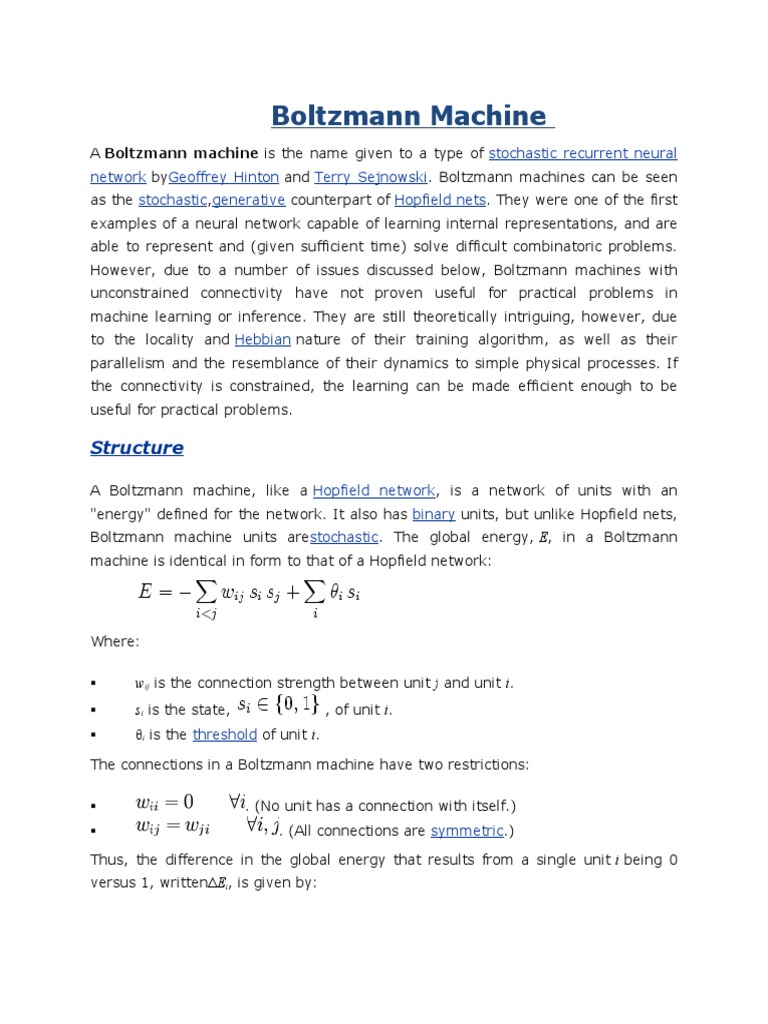 Boltzman Machine | Download Free PDF | Applied Mathematics | Cognitive Science