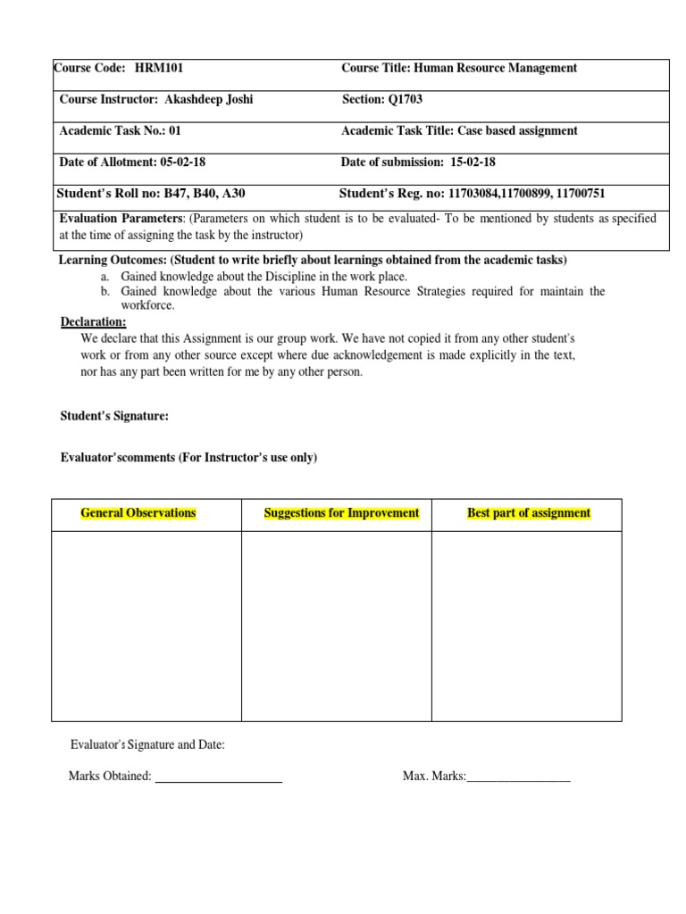 Student's Roll No: B47, B40, A30 Student's Reg. No | PDF | Business