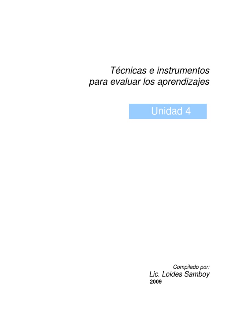 Técnicas e Instrumentos para Evaluar Los Aprendizajes | PDF | Evaluación | Planificación