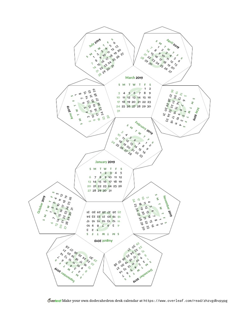 Overleaf Themed Dodecahedron Calendar Pdf