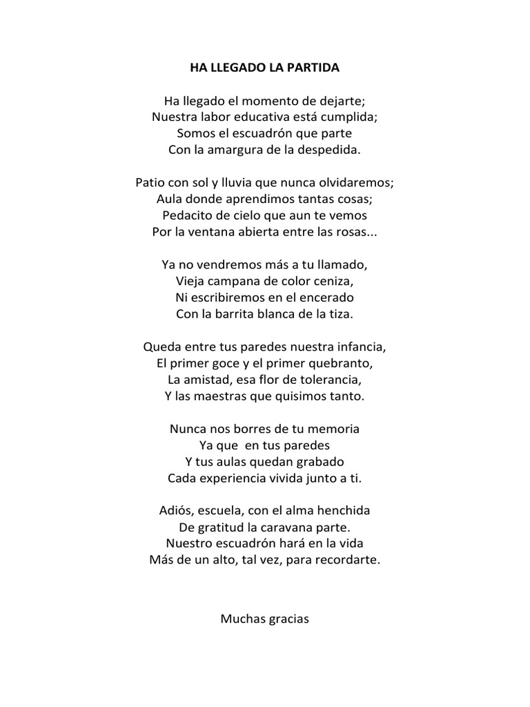 Despedida a mi escuela querida | PDF