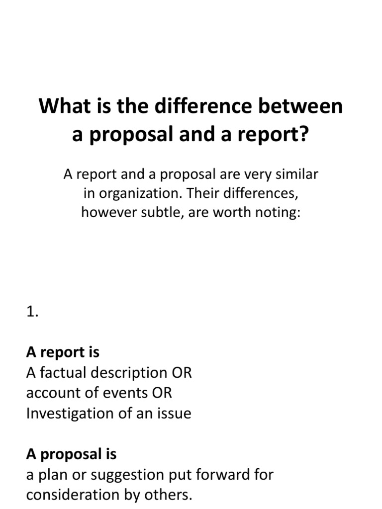 Proposal vs. Report: Key Differences | PDF
