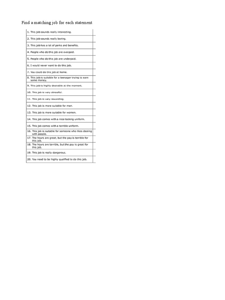Job Matching Guide for Statements | PDF