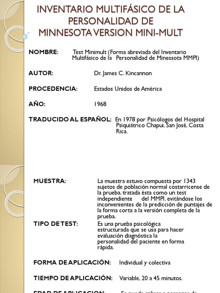 Test Minimult: Evaluación Psicológica Breve | PDF | Validez ...