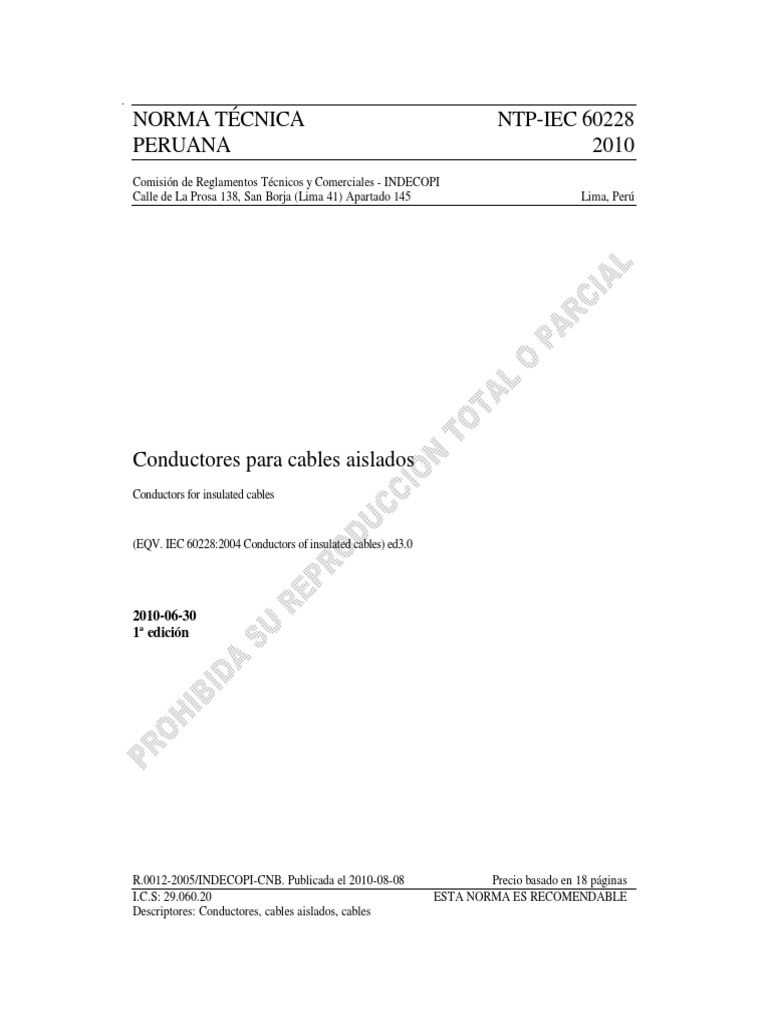 Ntp-Iec 60228-2010 | PDF | Cobre | Conductor electrico