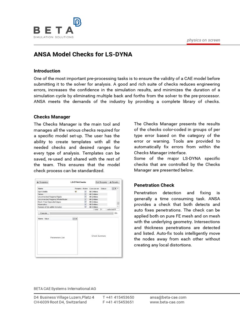 Ansa Model Checks For Ls-Dyna | PDF | Function (Mathematics) | Databases