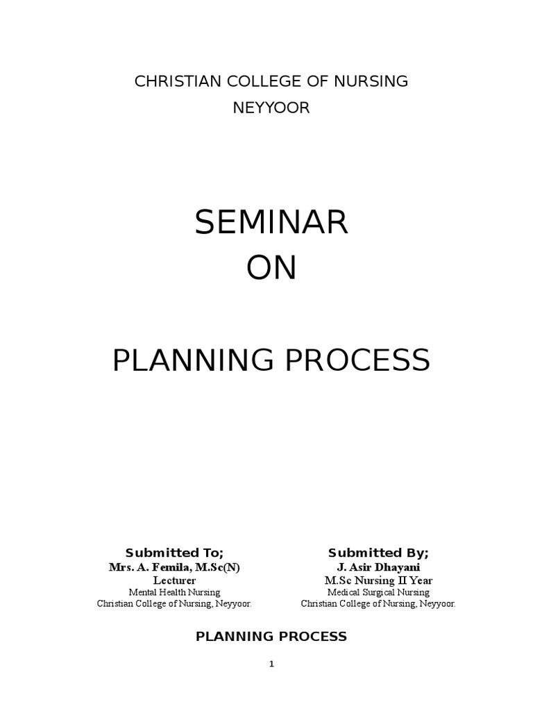 Seminar-Planning Process | PDF | Millennium Development Goals | Public ...