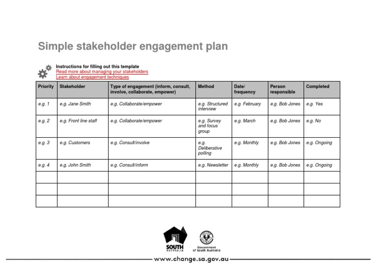 Simple Stakeholder Engagement Plan Template | PDF | Business