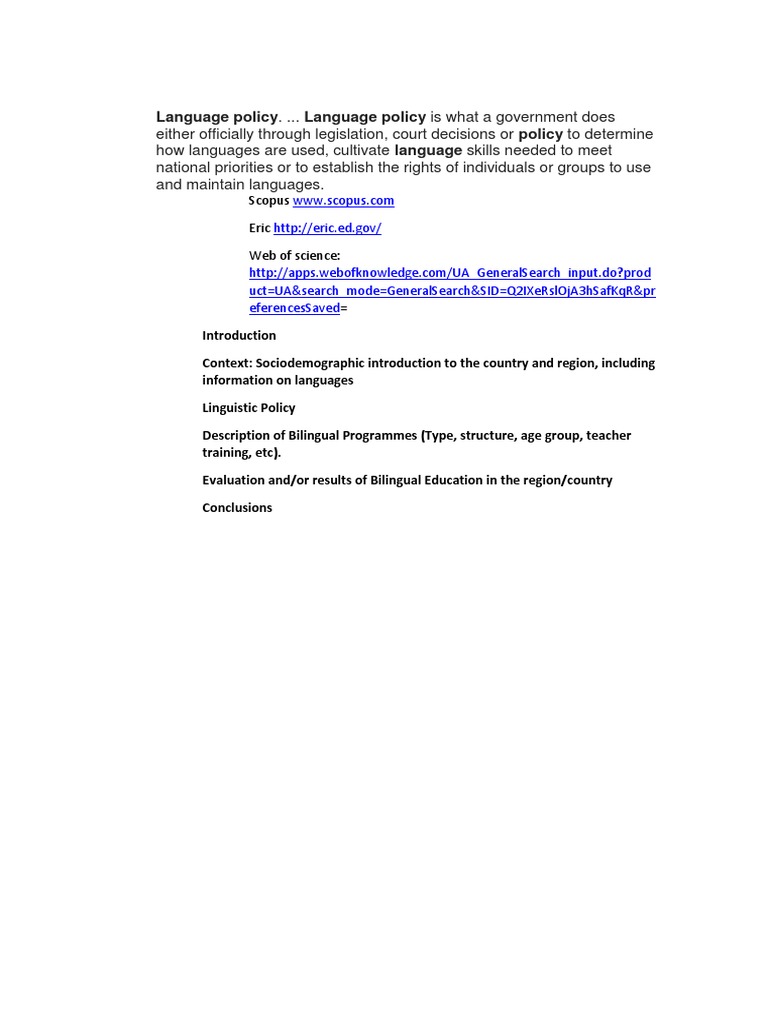 Language Policy. ... Language Policy Is What A Government Does | PDF