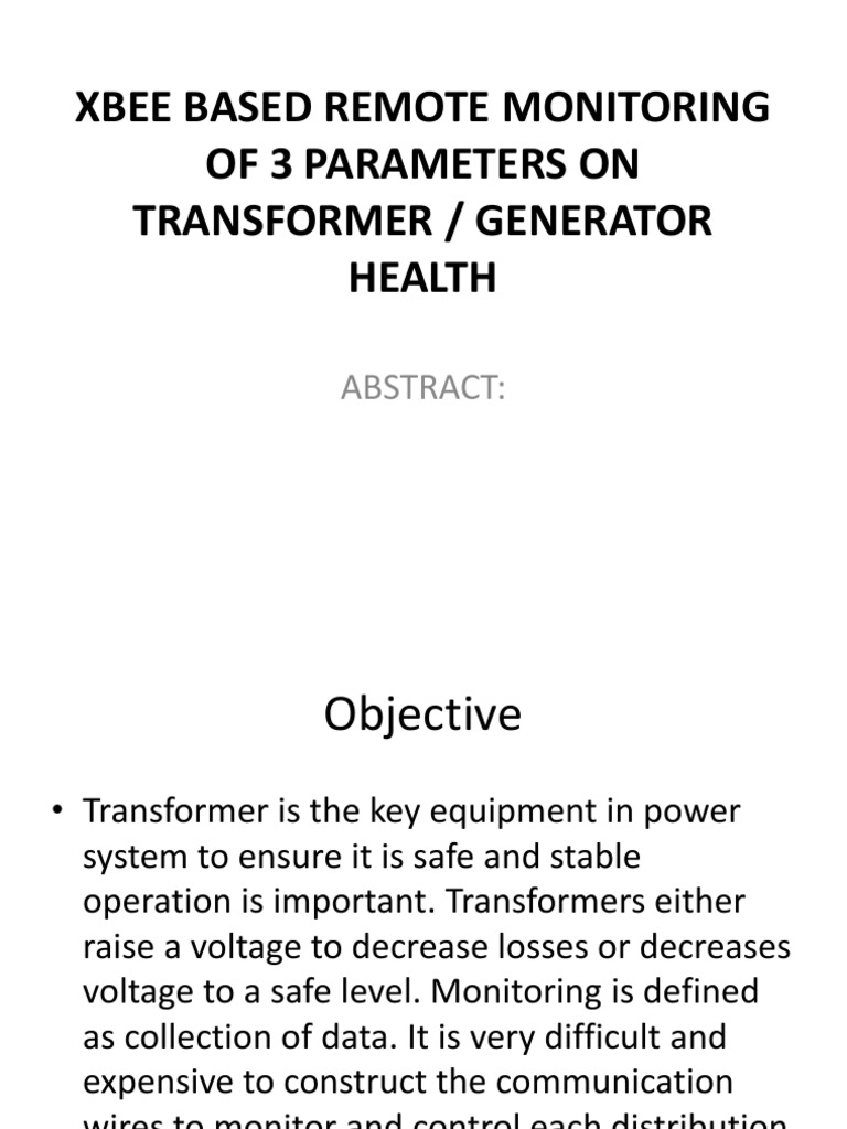 Xbee Based Remote Monitoring of 3 Parameters On Transformer Generator Health | PDF | Analog To ...