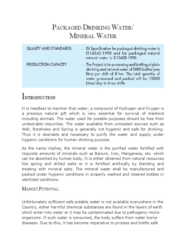 Packaged Drinking Water | PDF | Water | Drinking Water