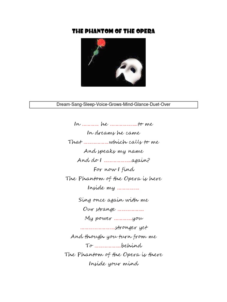The Phantom of The Opera Song | PDF