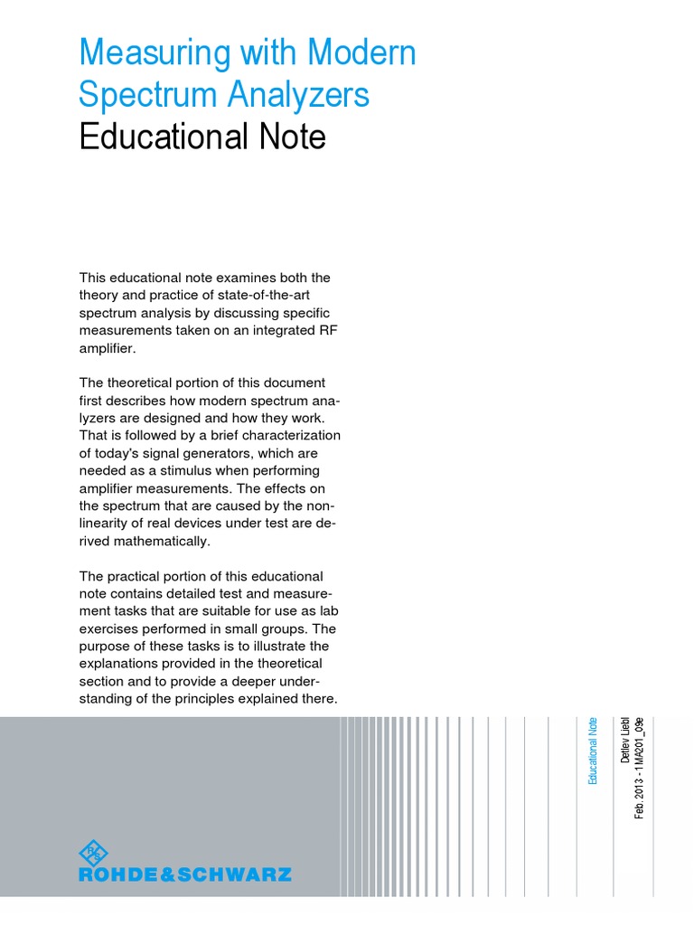 1MA201 9e Spectrum Analyzers Meas PDF | PDF | Spectral Density | Bandwidth (Signal Processing)
